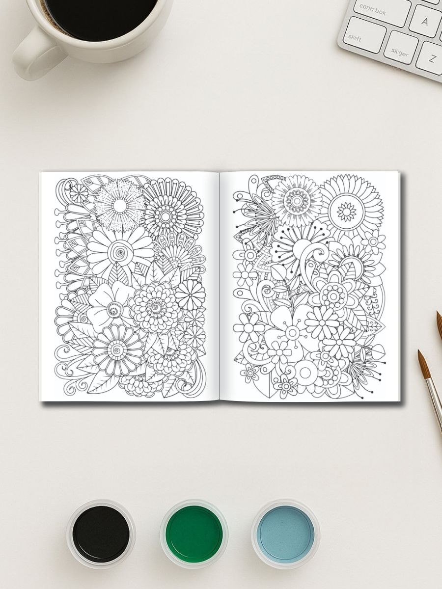 Floral Tangles – Zentangle Flower Coloring Pages | Coloring Bookshelf