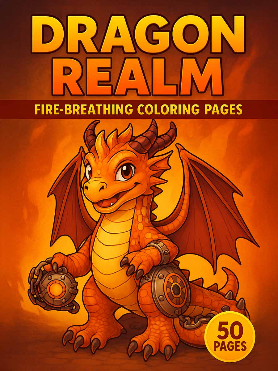 Dragon Realm – Fire Breathing Coloring Pages | Coloring Bookshelf